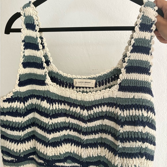 Lucky Brand | Tops | Nwt Lucky Brand Crochet Striped Tank Top Blue ...